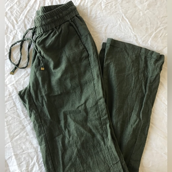 Love Tree | Pants & Jumpsuits | Green Linen Pants | Poshmark